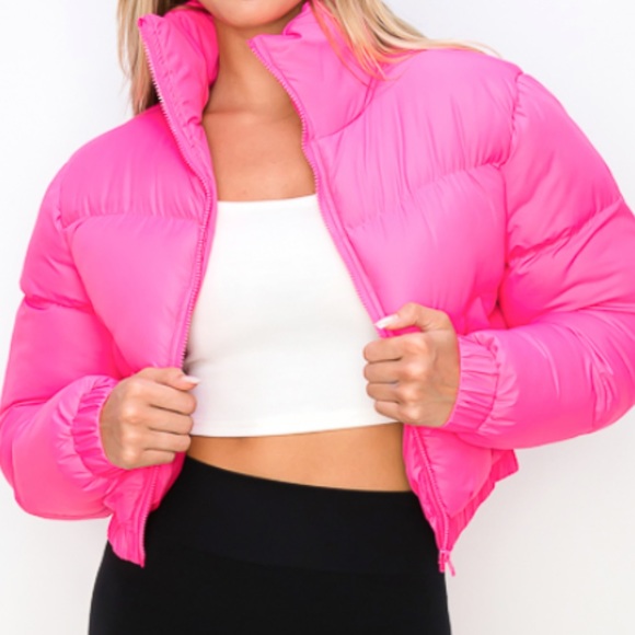 Karisfashion | Jackets & Coats | 49 Womens Hot Pink Padded Short Puffer ...